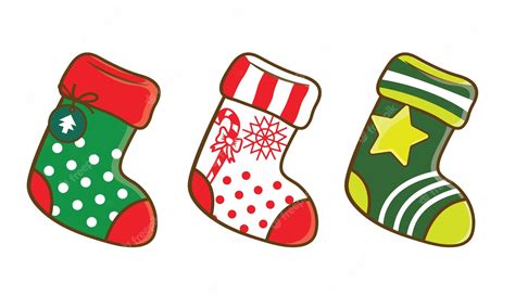 Premium Vector A Set Of Christmas Socks For The Holiday Cartoon Flat