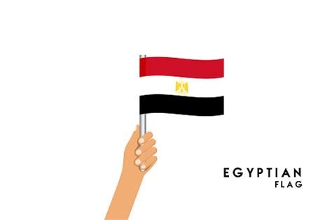 벡터 만화 일러스트 레이 션의 인간의 손 잡고 Egyp 플래그 흰색 바탕에 고립 된 개체입니다 공휴일에 대한 스톡 벡터 아트 및