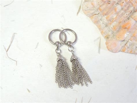 Tassel Nipple Rings Cbr Captive Nipple Rings 14g 16g Nipple Etsy