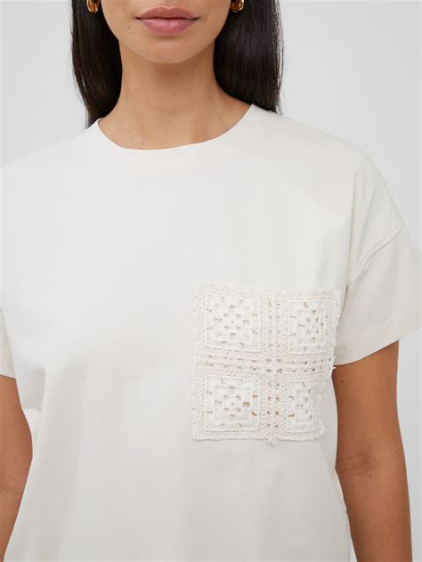 Crochet Pocket T Shirt Classic Cream French Connection Uk