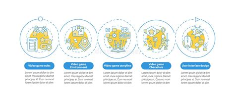 Video Game Design Components Vector Infographic Template Stock Vector