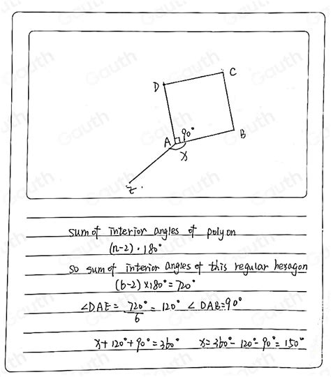 Solved Here Is A Regular Hexagon And A Square Work Out The Size Of
