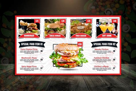 Fast Food Restaurant Menu Board Design Cuts