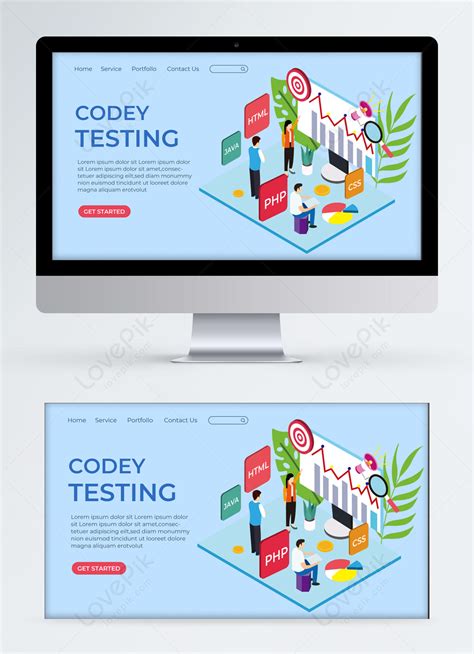 파란색 배경 코드 테스트 웹 Ui 디자인 이미지 사진 465590688 무료 다운로드