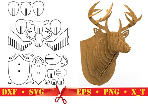 Printable 3d Deer Head Template