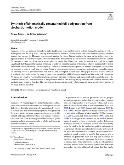 Pdf Synthesis Of Kinematically Constrained Full Body Motion From
