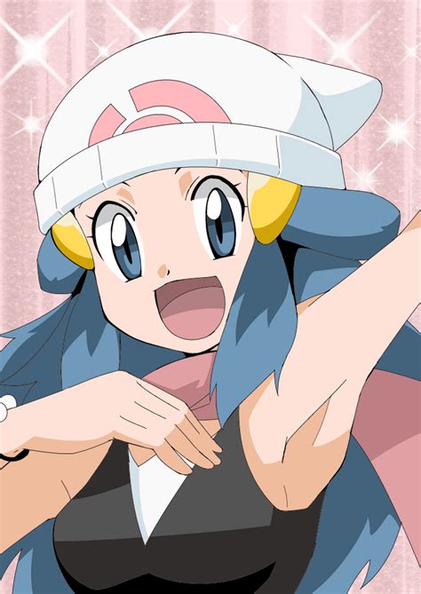 Safebooru 1girl Armpits Blue Eyes Blue Hair Breasts Cap Hainchu Happy