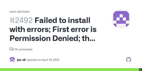 Failed To Install With Errors First Error Is Permission Denied Then