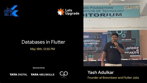 🚀 dive into databases in flutter with yash adulkar 🚀 join us from 12