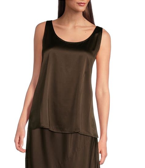 Eileen Fisher Stretch Silk Charmeuse Scoop Neck Sleeveless Tank Dillards