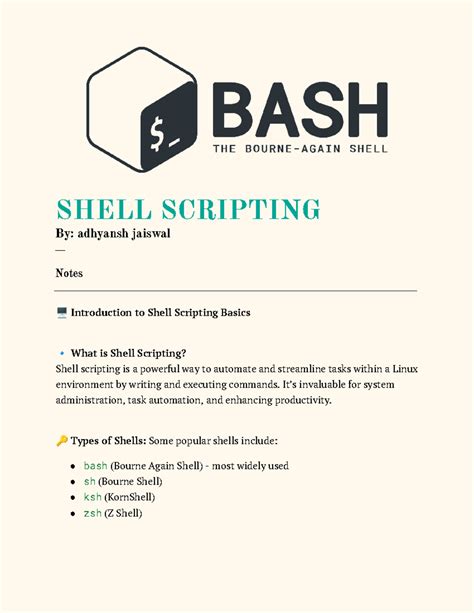 Bash Scripting Dasd Shell Scripting By Adhyansh Jaiswal Notes 🖥