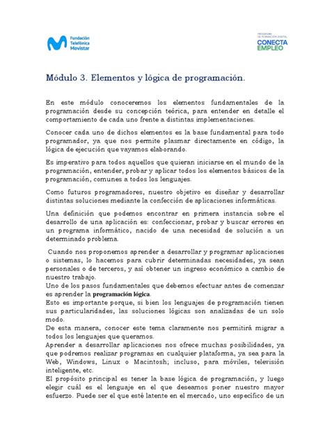 Módulo 3 Elementos Y Lógica De Programación Pdf Lenguaje De