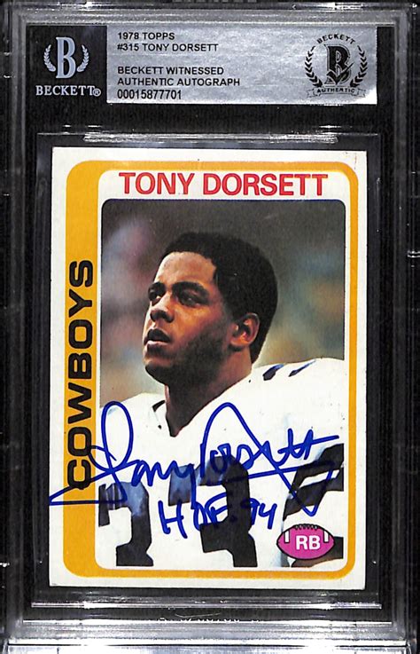 Tony Dorsett Autographed 1978 Topps 315 Trading Card Slab Beckett