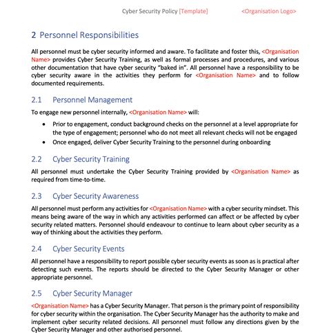 Security Awareness Training Policy Template Prntbl
