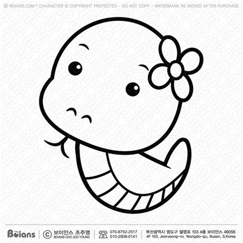 보이안스 벡터 칼라링 뱀 캐릭터는 정면으로 앉다 12지신 뱀띠 캐릭터 Sku Bvcd000954 보이안스