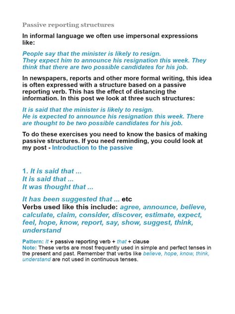 Passive Reporting Verbs Pdf