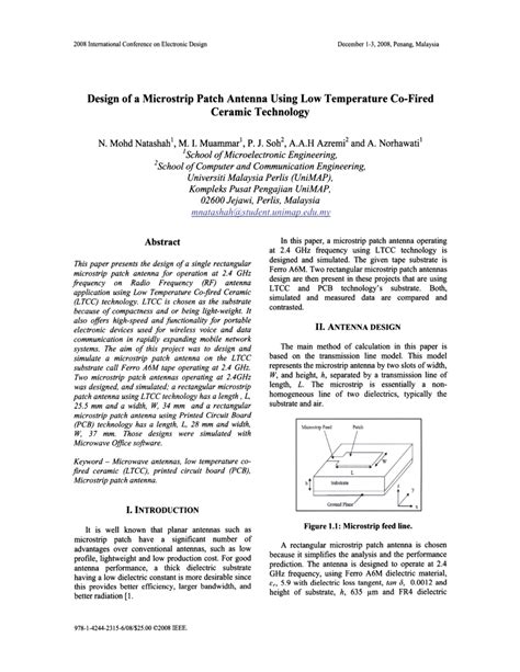 Pdf Design Of A Microstrip Patch Antenna Using Low Temperature Co Fired Ceramic Technology