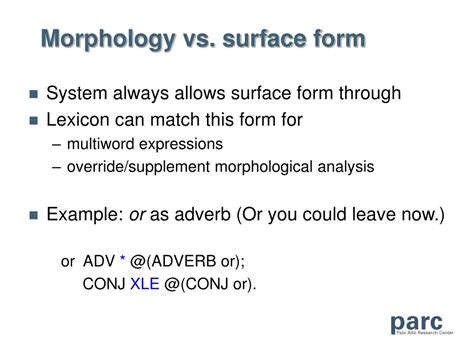 Ppt Integrating Finite State Morphologies With Deep Lfg Grammars