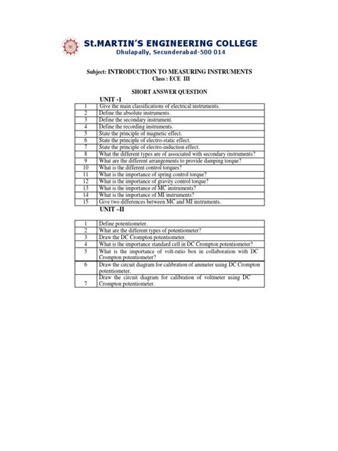 Introduction To Measuring Instruments Pdf Transformer Inductor