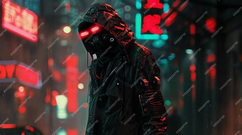 Premium Photo A Mysterious Figure Wearing A Gas Mask And A Black