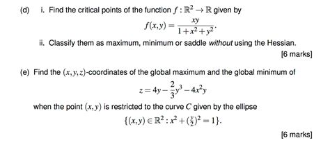 solved d find the critical points of the function f r2r
