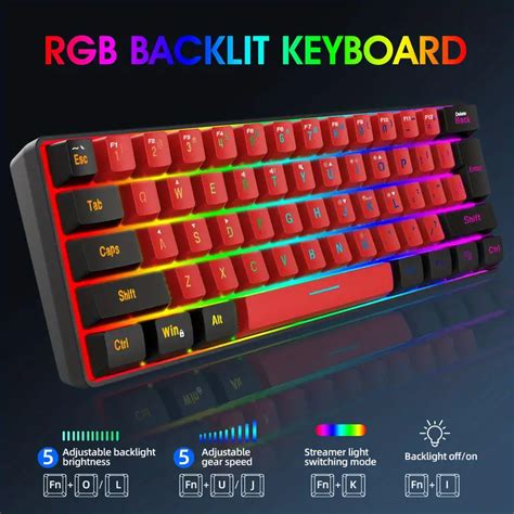 60 Wired Gaming Keyboard Real Rgb Mini Keyboard Temu