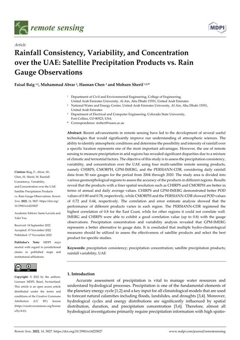 Pdf Rainfall Consistency Variability And Concentration Over The Uae