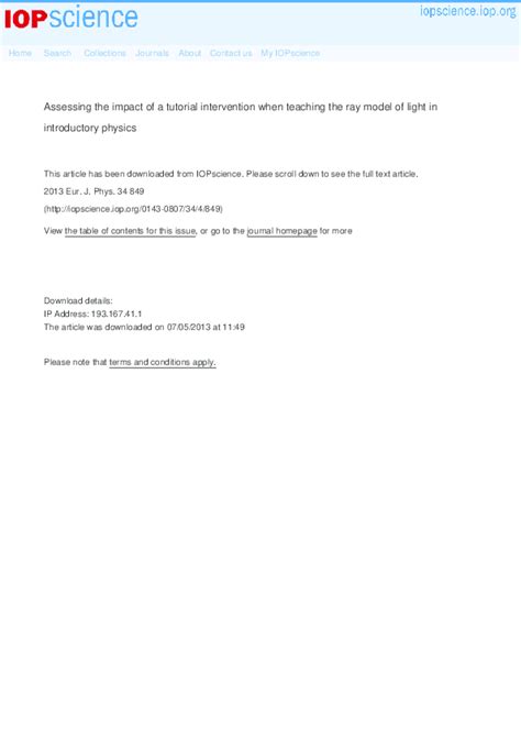 Pdf Assessing The Impact Of A Tutorial Intervention When Teaching The