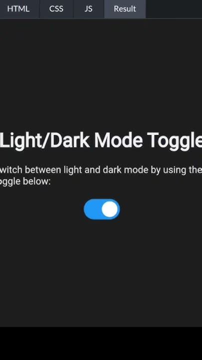 Lightdark Mode Toggle Switch Html Css And Javascript Tutorial Youtube