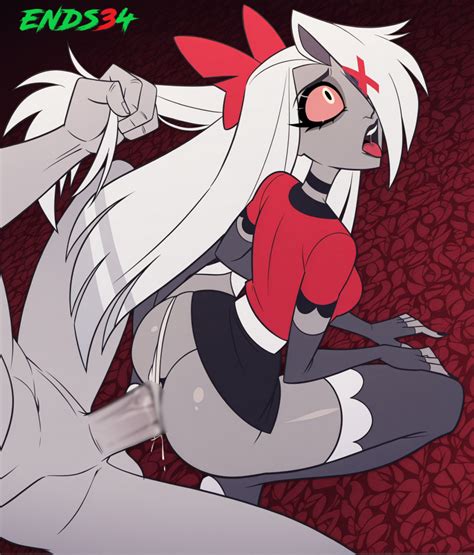 Rule 34 Ahe Gao Ai Generated Ends34 Female Female Focus Grabbing Hazbin Hotel Long Hair Male