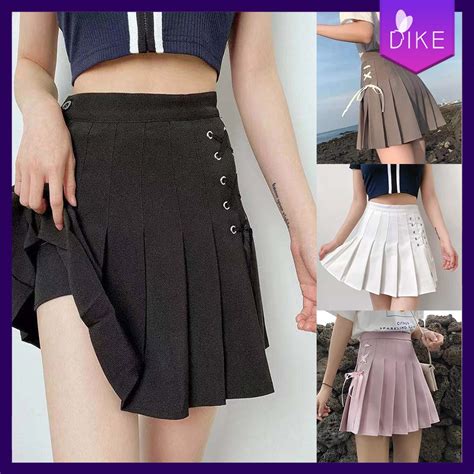 Dikekorean Style High Waist Slim Short Skirt Sexy Pleated Mini Skirt