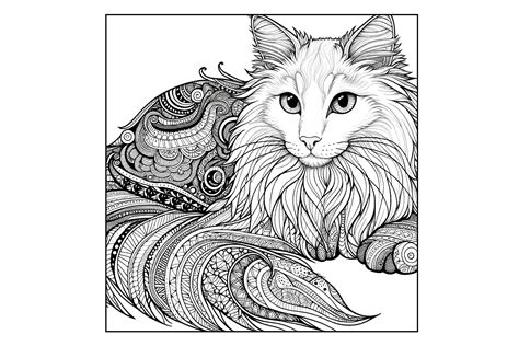 猫の塗り絵『魅惑の猫』【大人の塗り絵 図柄の無料ダウンロード】 印刷・商用利用可 無料プリントのスタプリ