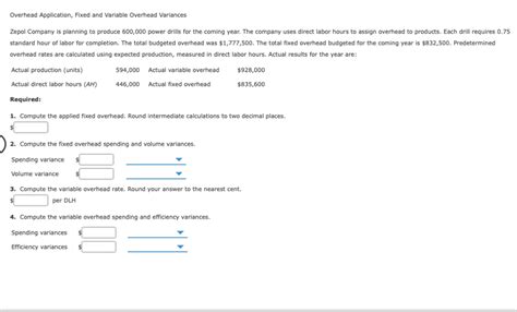 solved overhead application fixed and variable overhead