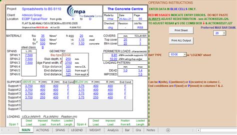 FLAT SLAB ANALYSIS DESIGN To BS 8110 2005 Excel Sheets