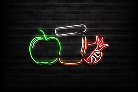 현실적인 벡터 고립 장식와 벽 배경에 대 한 샤나 Tova 로고의 네온 사인 로 시 Hashanah 유태인 새 해 휴일의 개념