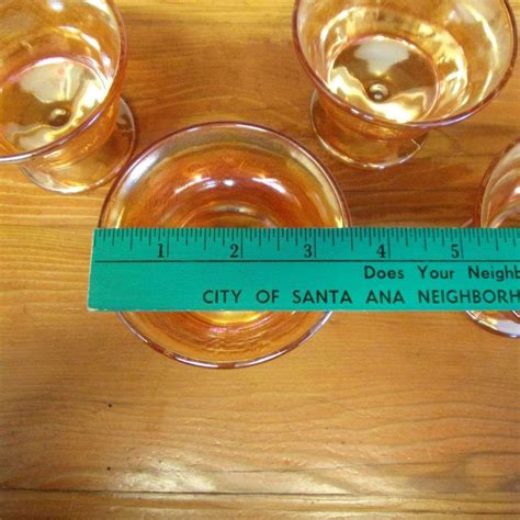 Vintage Federal Normandie Iridescent Marigold Depression Glass Sherbet