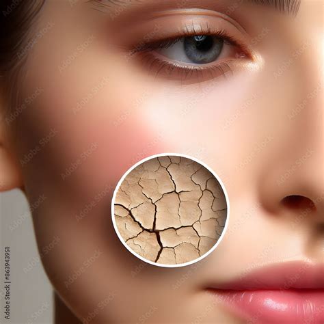 Illustration Of Girl Face With Acne Skin Disease Rosacea Eczema