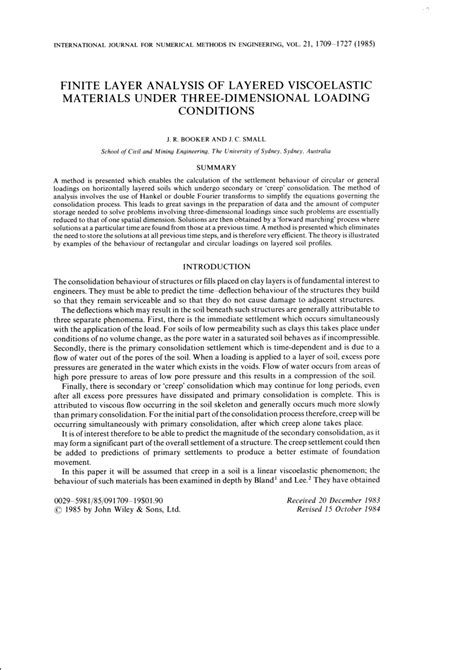 Pdf Finite Layer Analysis Of Layered Viscoelastic Materials Under 3 D