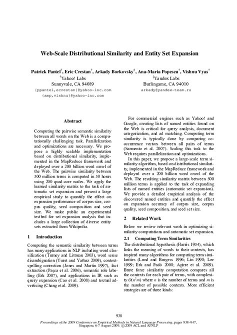 Pdf Web Scale Distributional Similarity And Entity Set Expansion