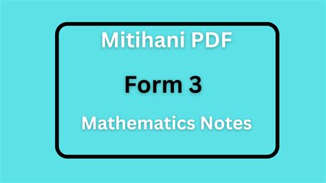 Form Three Mathematics Notes All Topics Pdf Download