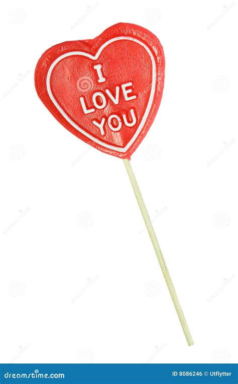 Hart Gevormde Lolly Op Witte Achtergrond Stock Foto Image Of Minnaars
