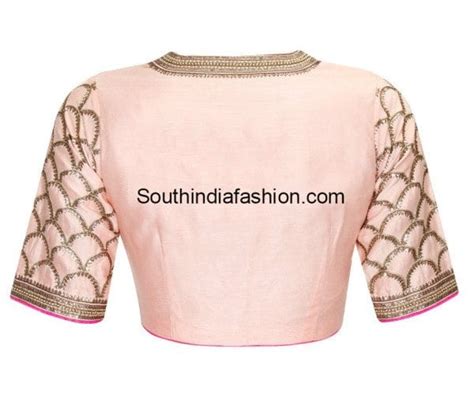 Closed Neck Elbow Length Sleeves Blouse South India Fashion