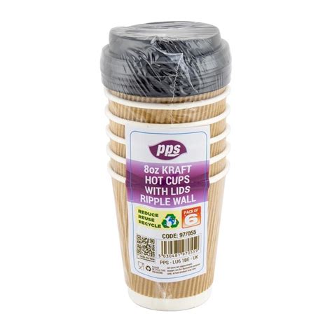 Pps Drink Cups Ripple With Lids 6pc British Chemist
