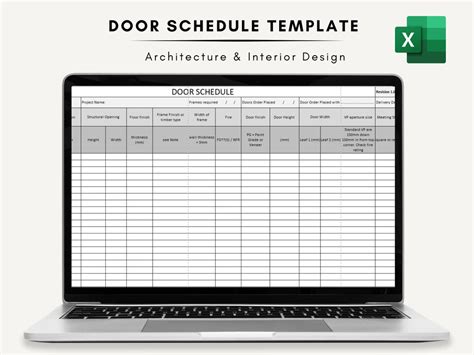 Door Schedule Template Microsoft Excel Digital Template Etsy