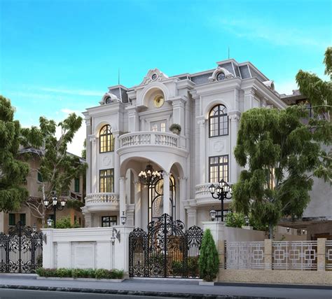 3410 Exterior Classical Villa Scene Sketchup Model By Atonio Ly