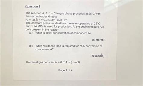 Solved The Reaction Mathrm{a} Rightarrow