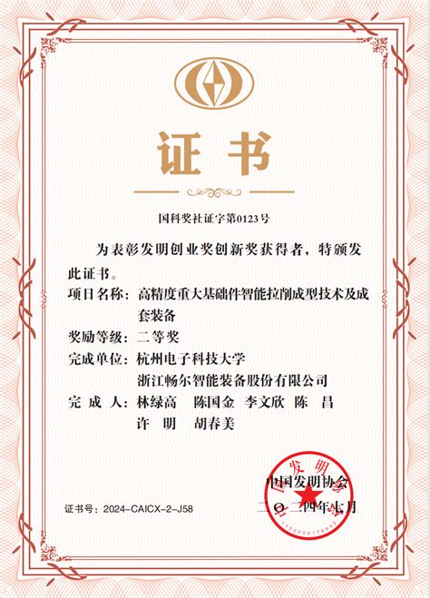 畅尔荣获国家发明创新奖二等奖