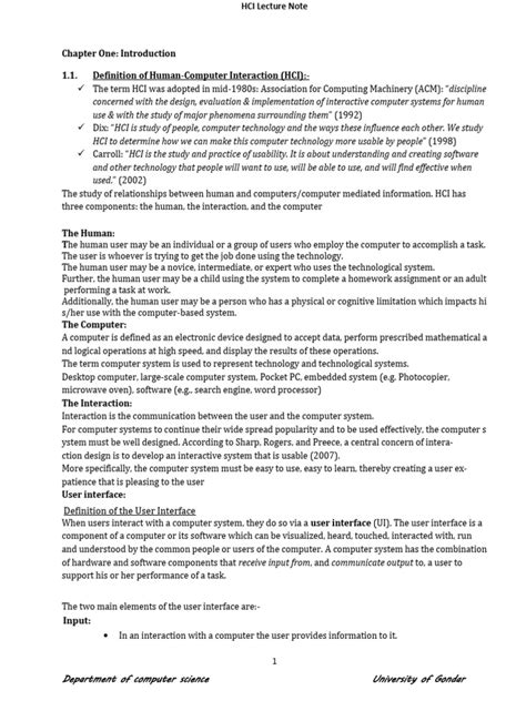 Hci 1 Pdf Humancomputer Interaction Graphical User Interfaces