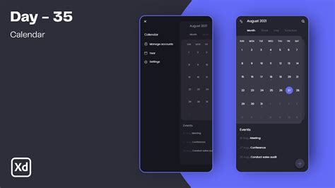 Daily Ui Design Challenge Day 35 Calendar App Ui Youtube