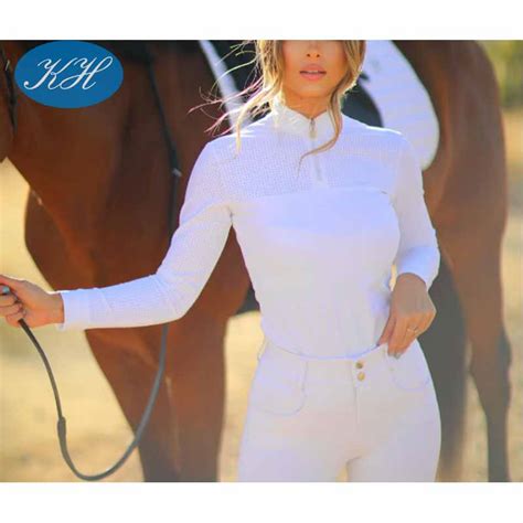 Breathable Air Mesh Equestrian Long Sleeve Show Shirt